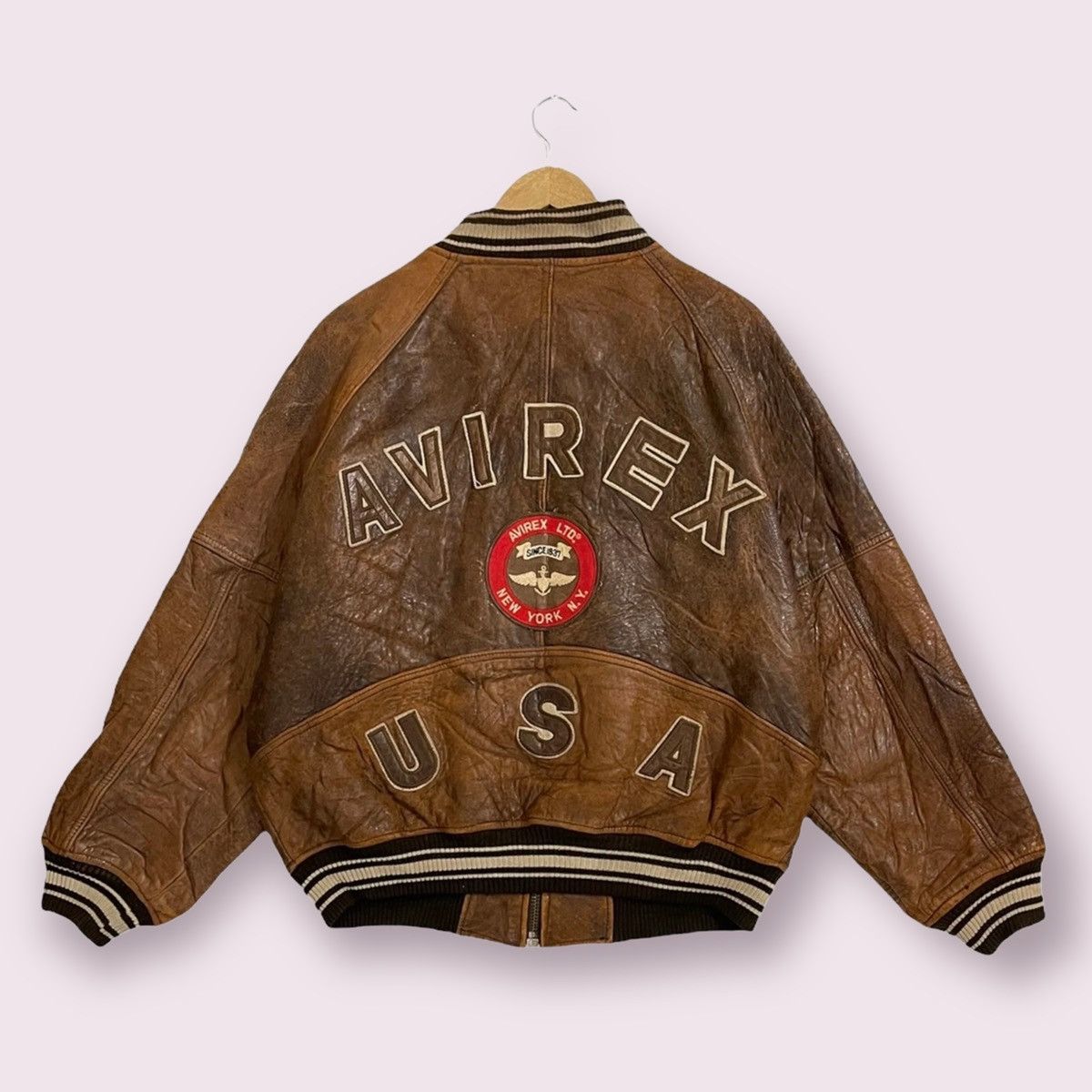 Avirex × Avirex Varsity Jacket vintage avirex usa jacket avirex leather jacket | Grailed