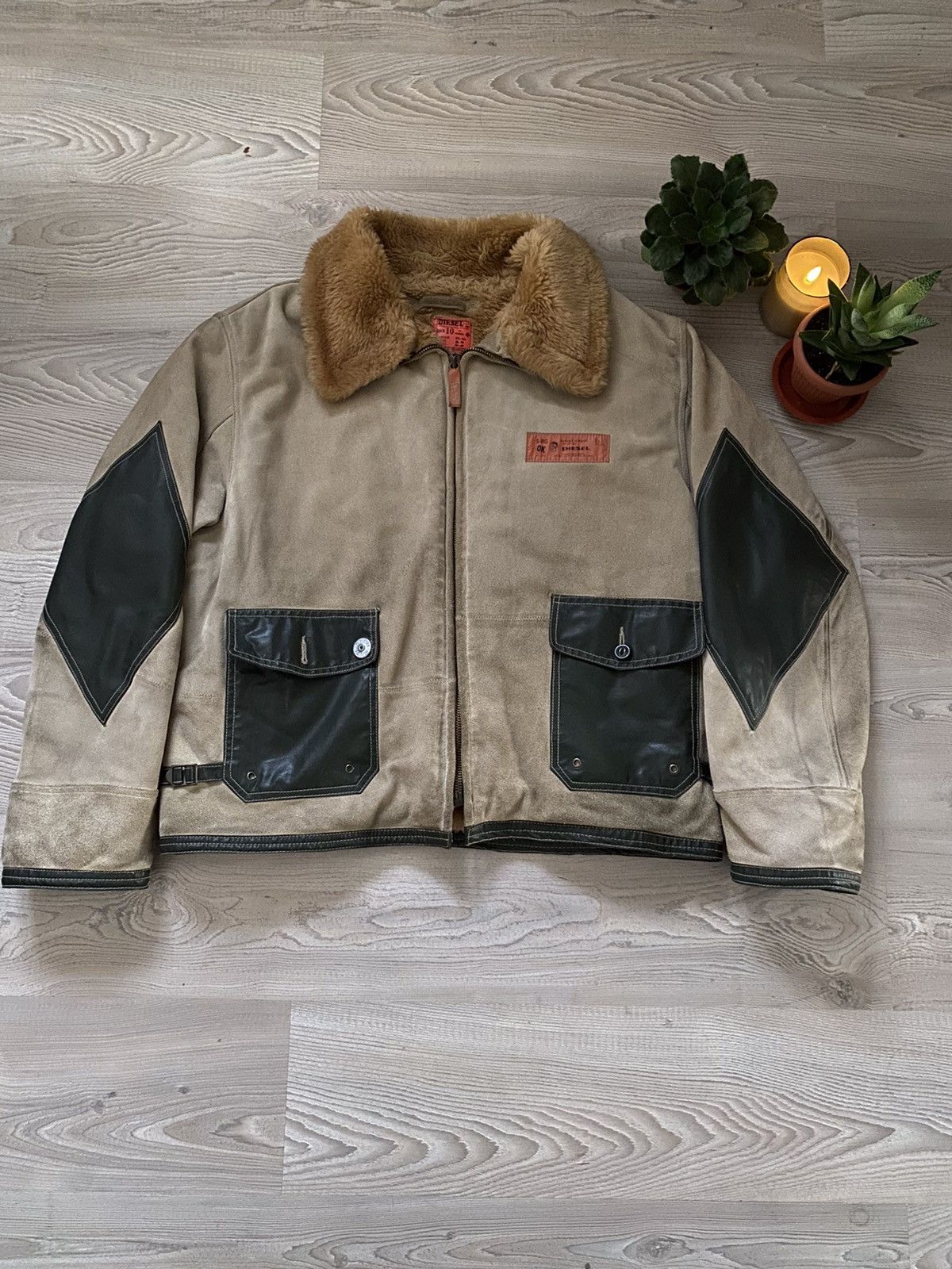 Diesel × Grailed RARE Diesel Vintage Shearling Leather Bomber Jacket ...