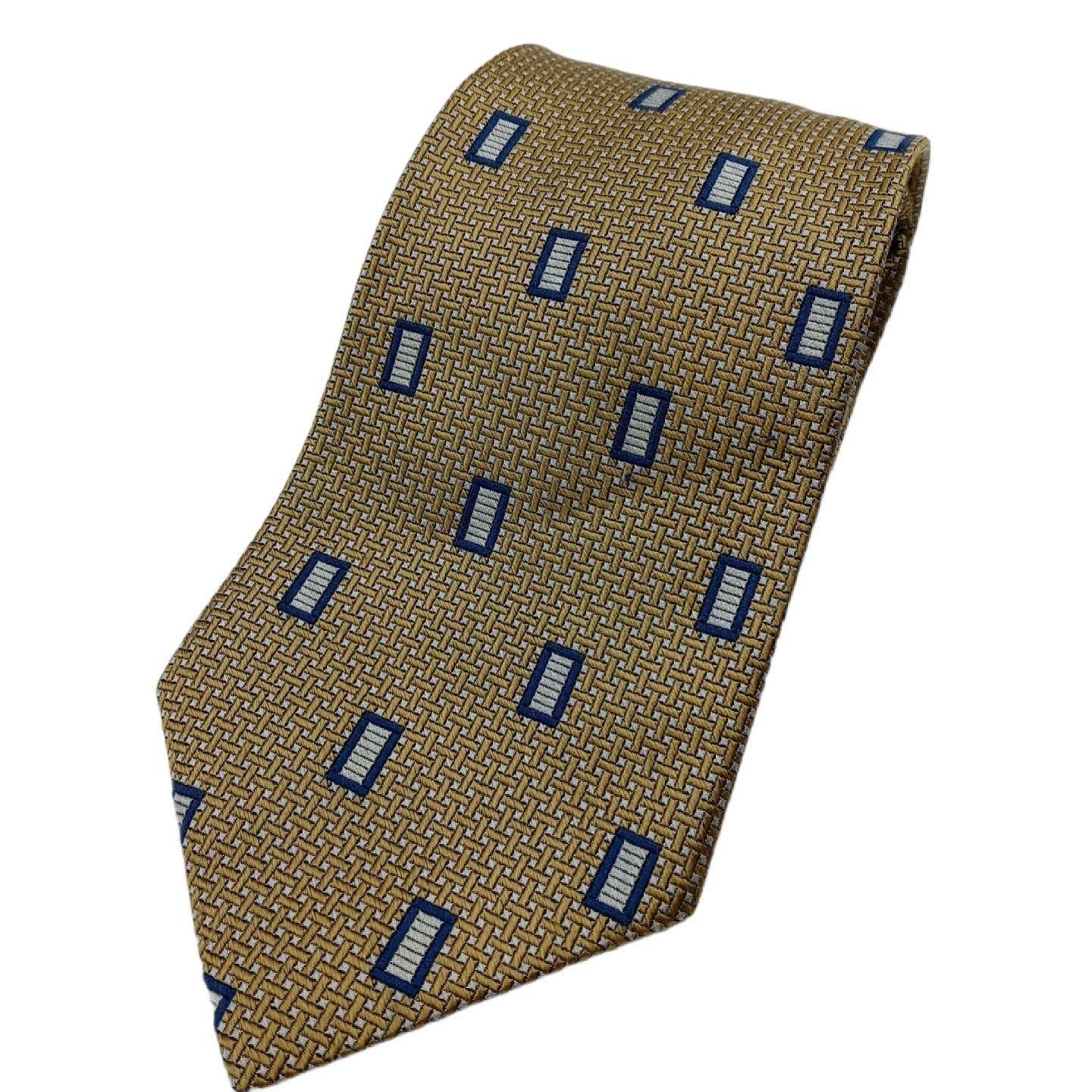 Unlisted Barbara Blank Blue Gold Rectangle Tie Necktie Traditio | Grailed