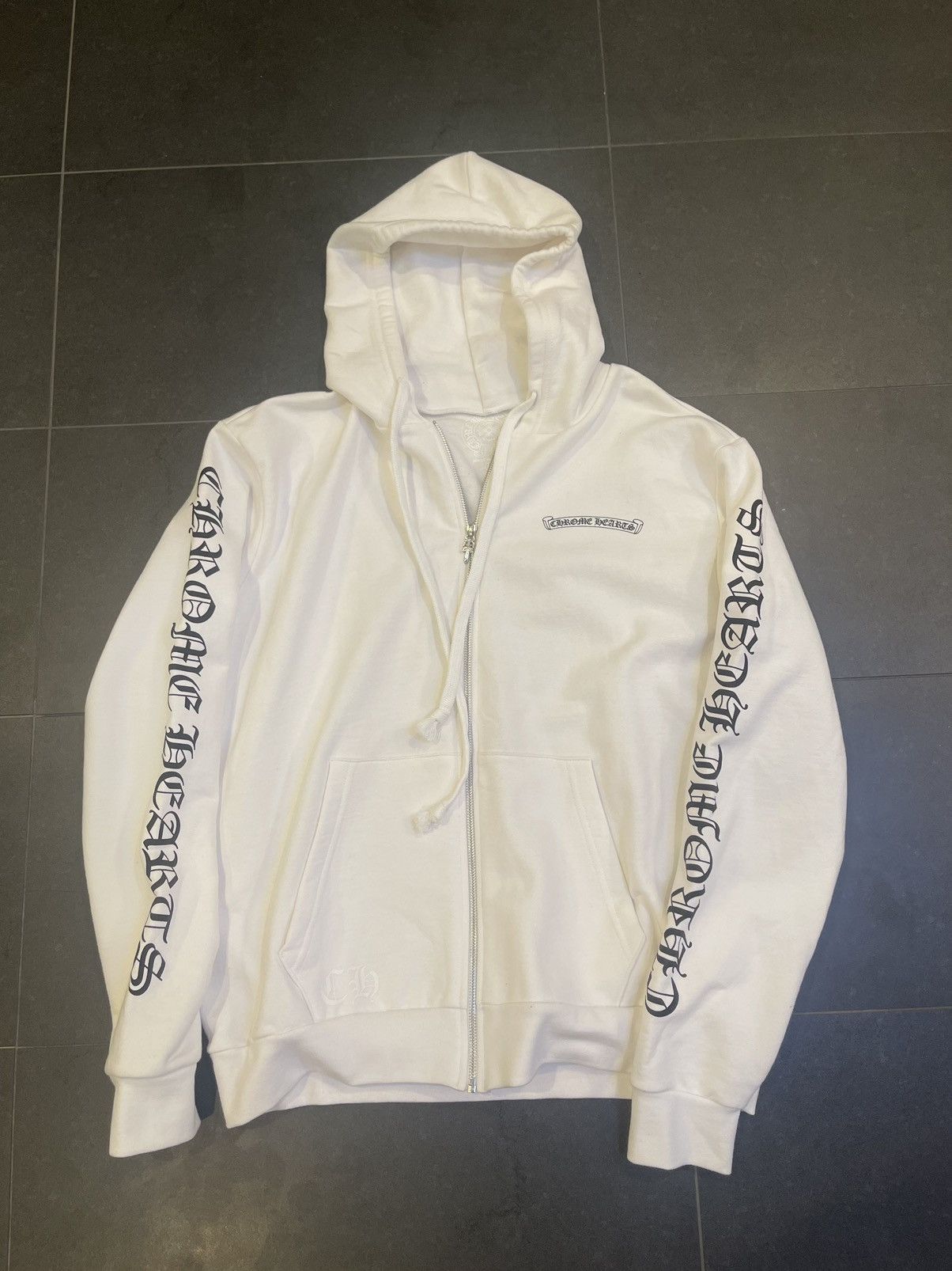Chrome Hearts White chrome hearts zip up hoodie | Grailed