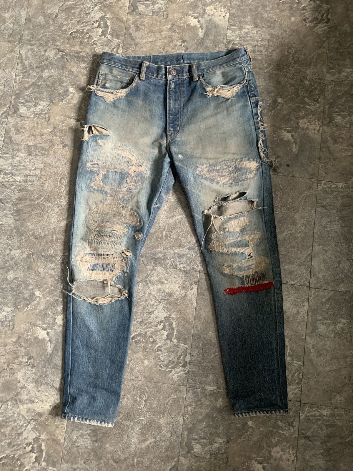 Undercover 68/64 red yarn denim | Grailed