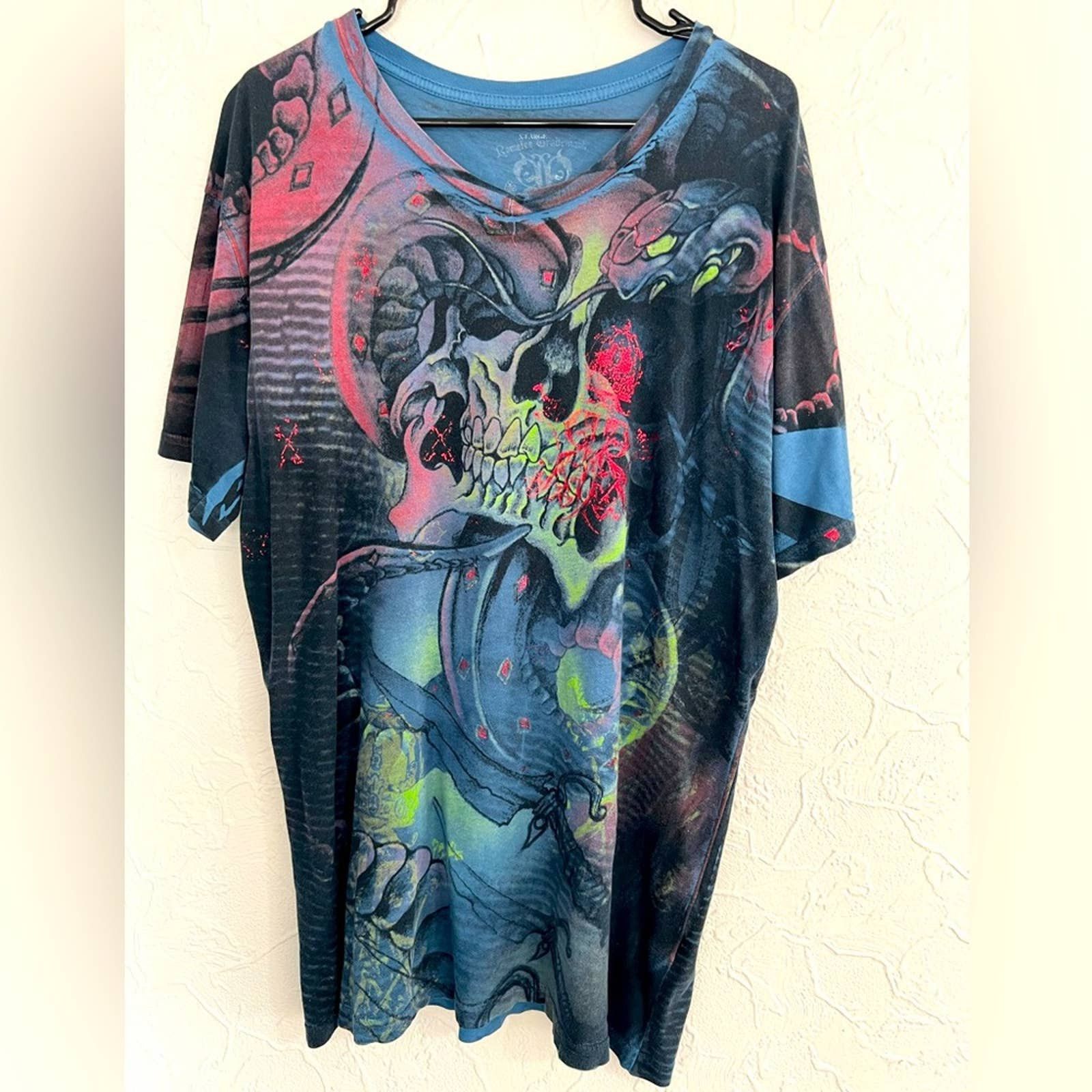 Affliction Remetee by Affliction City of Angels Shirt Snake Skull Rare ...