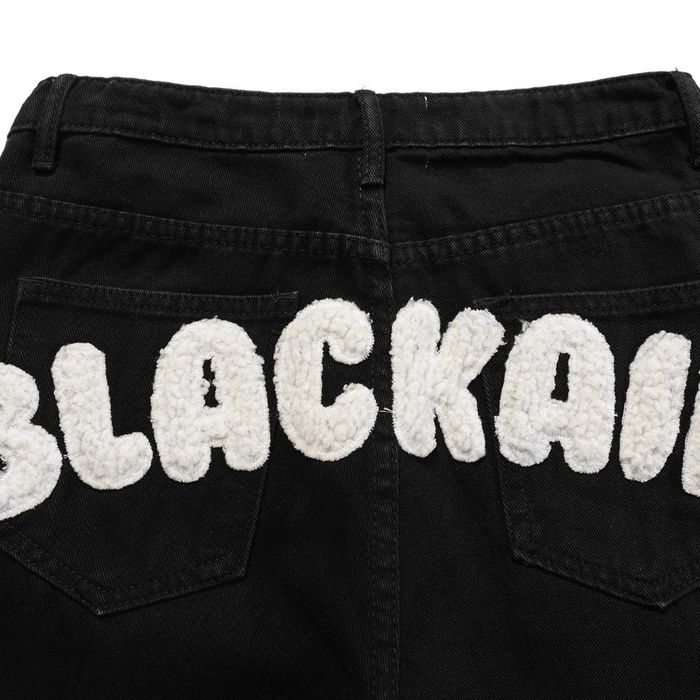 Biker Jeans Black Embroidery Patch Graphic Jeans | Grailed