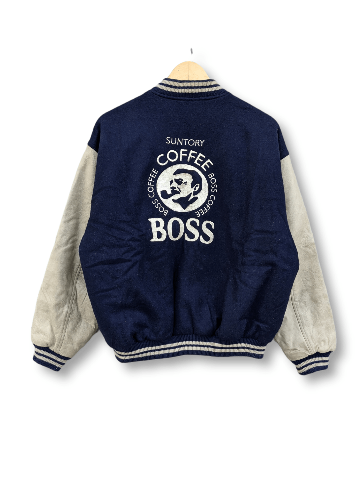 Leather Jacket HEAT🔥BOSS COFFEE LEATHER VARSITY JACKET | Grailed