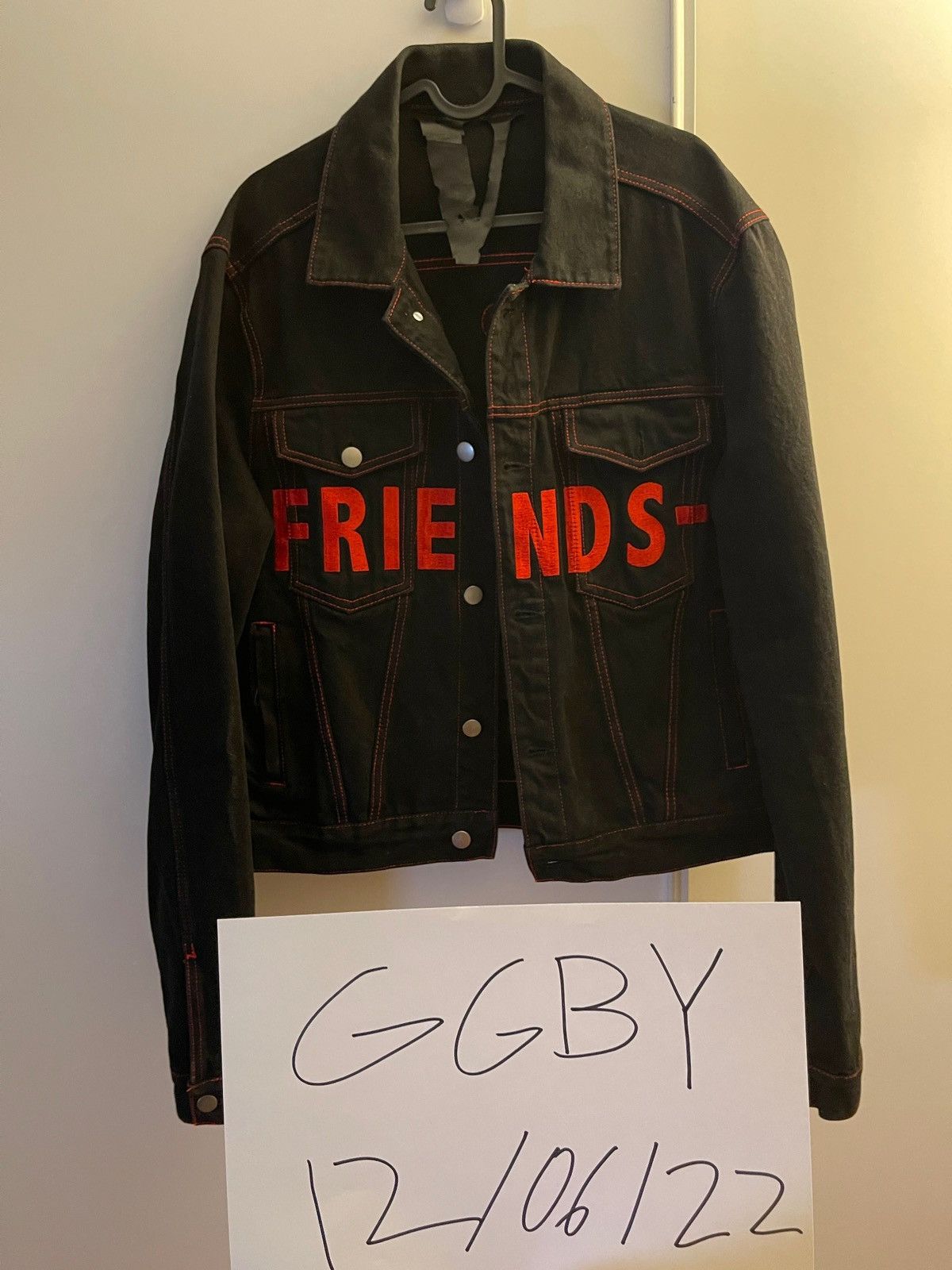 Vlone Vlone Friends- Black & Red Denim Jacket | Grailed