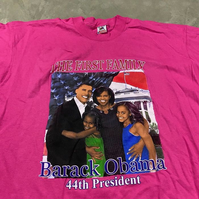 Fruit Of The Loom Y2K VTG nos BARACK OBAMA Family T Shirt Michelle ...