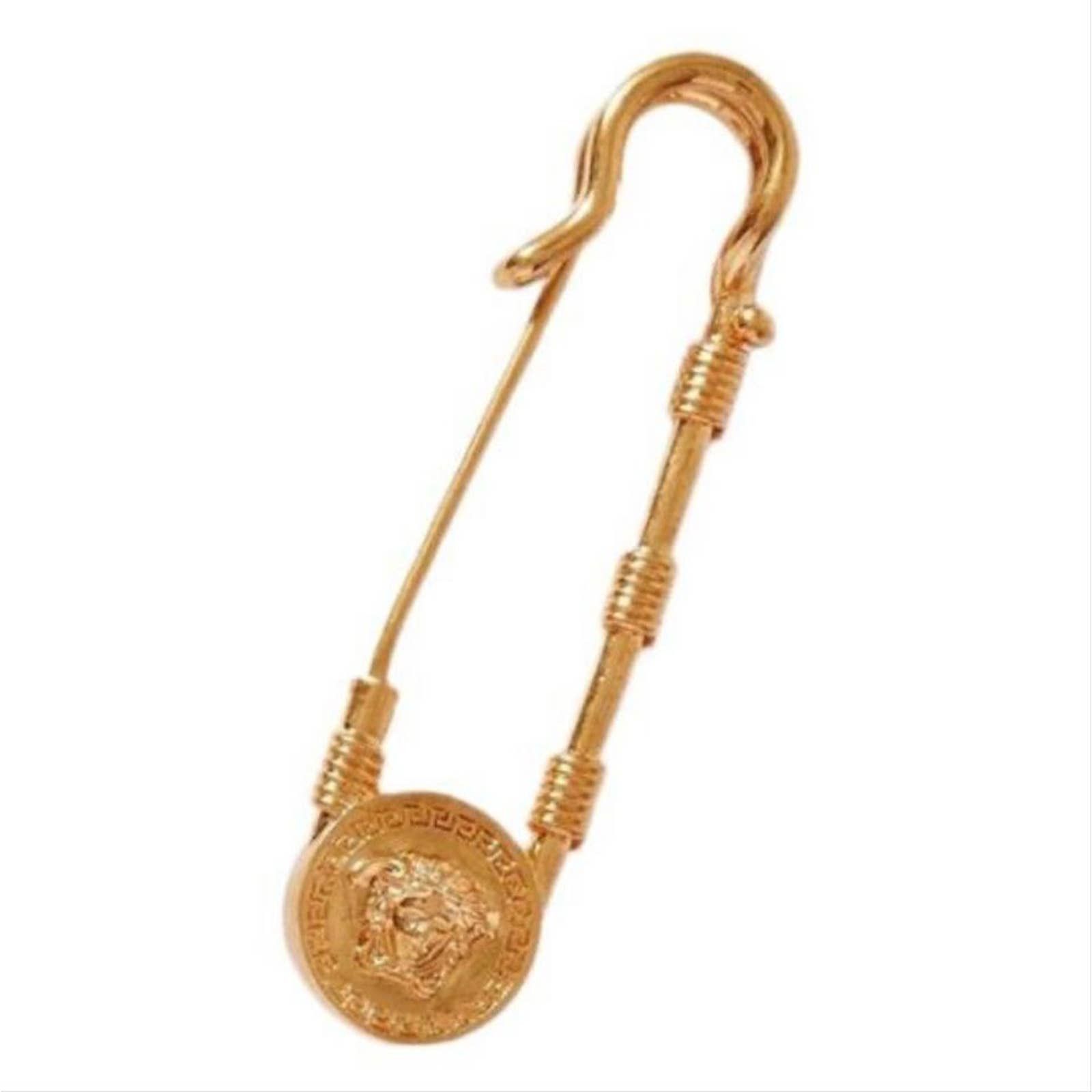 Versace Medusa logo pin gold tone brooch | Grailed