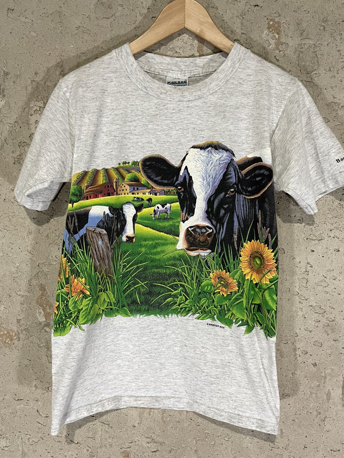 Vintage 1995 Cow Farm sunflower field art nature habitat 90s | Grailed