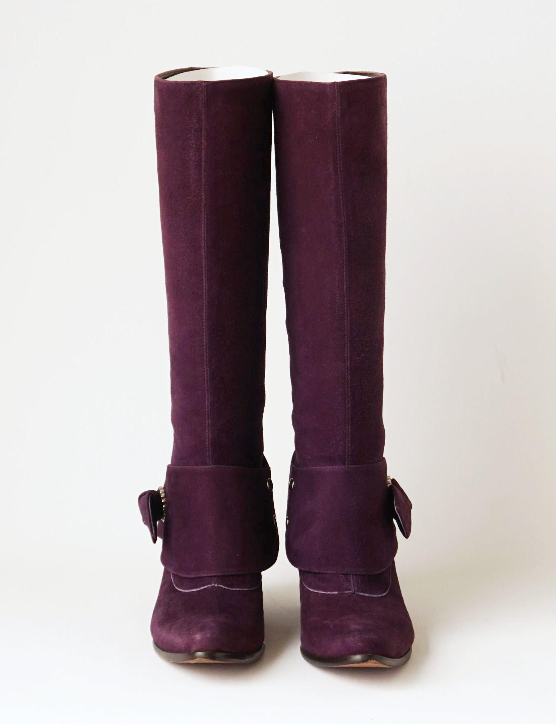 Anna Sui Anna Sui Purple Suede Leather Long Boots | Grailed