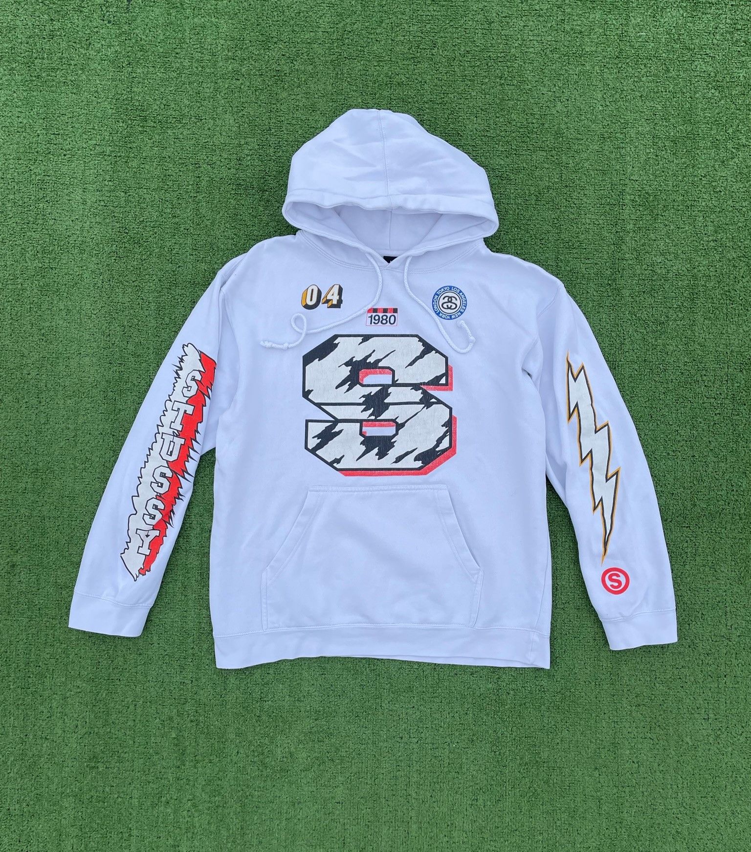 Stussy × Vintage Vintage Stussy Block S Logo 35 Hoodie 90's | Grailed