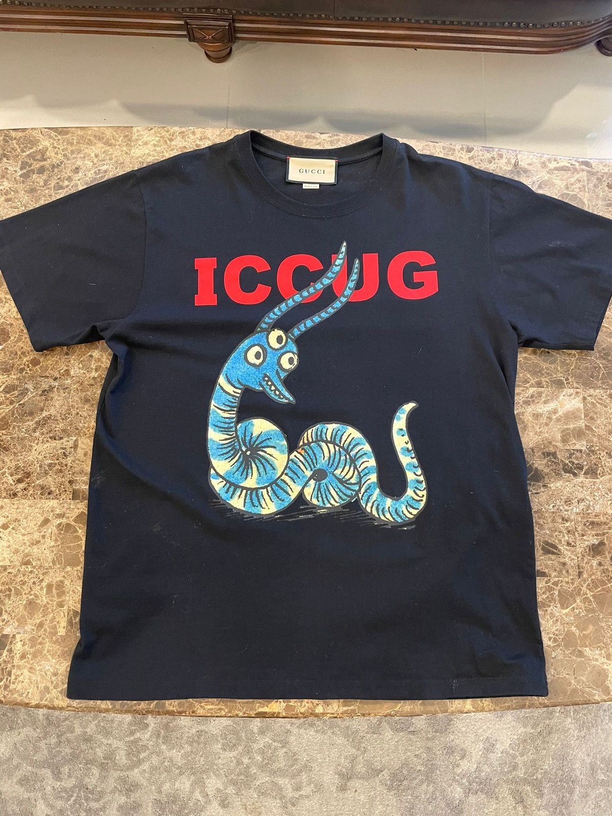 Gucci Gucci ICCUG 3 eye worm cotton jersey tee | Grailed