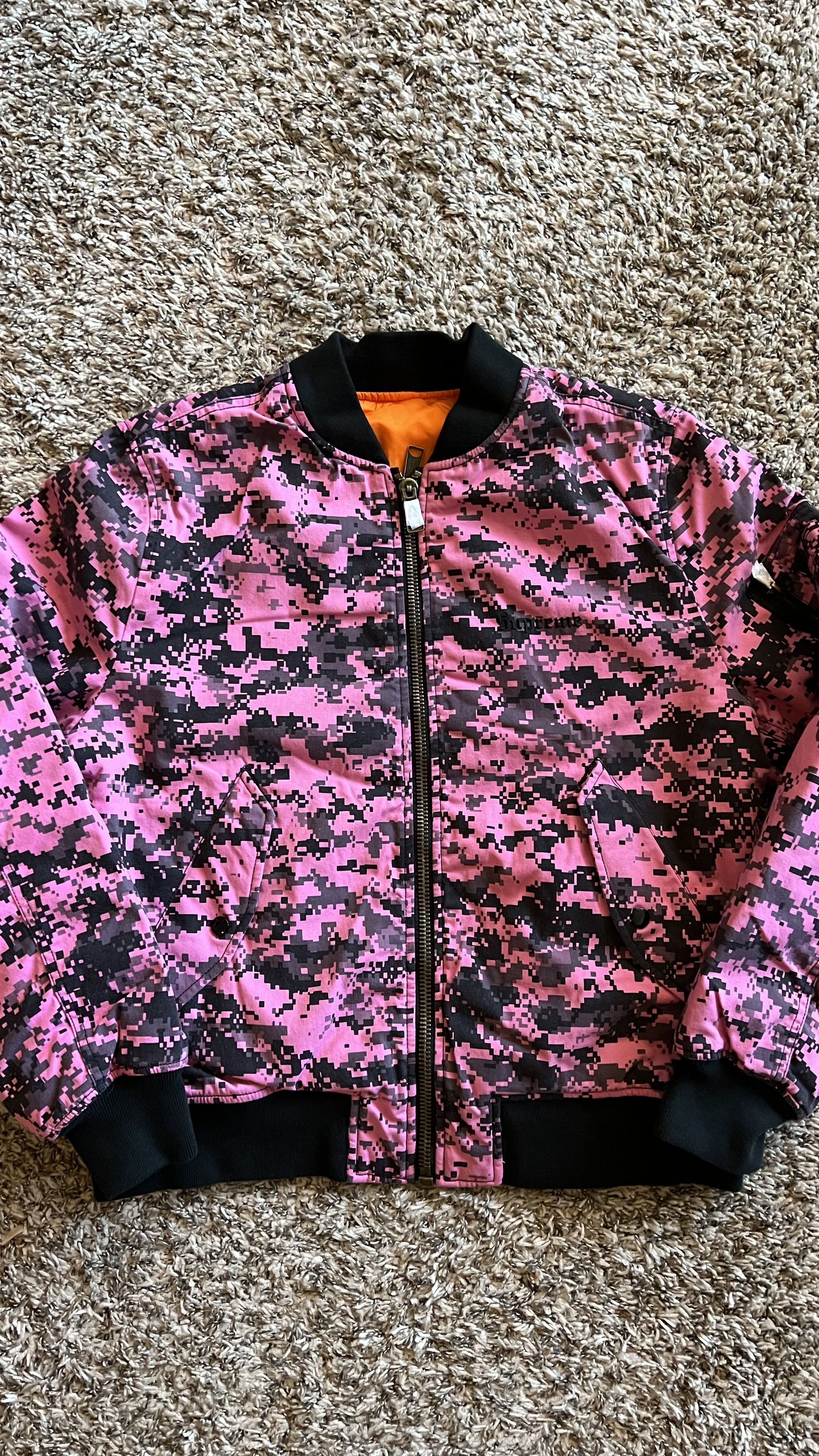 Supreme **NEW** SUPREME MA-1 DIGI CAMO PINK FLIGHT BOMBER JACKET M ...