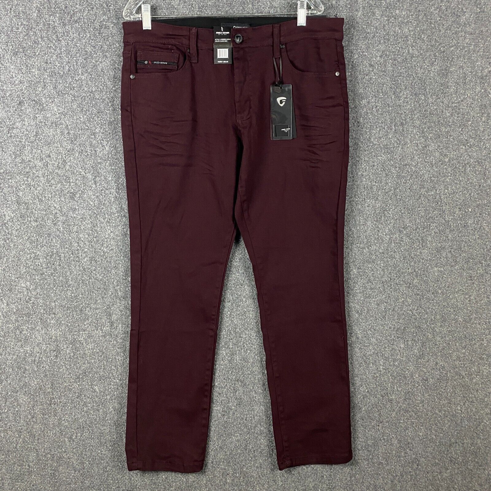 Vintage Fried Denim Jeans 36x30 Slim NWT Dark Red Men's Stretch Cotton ...
