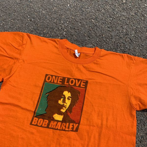 Vintage Vintage Bob Marley One Love 90s Rasta Orange Tee Shirt y2k L ...