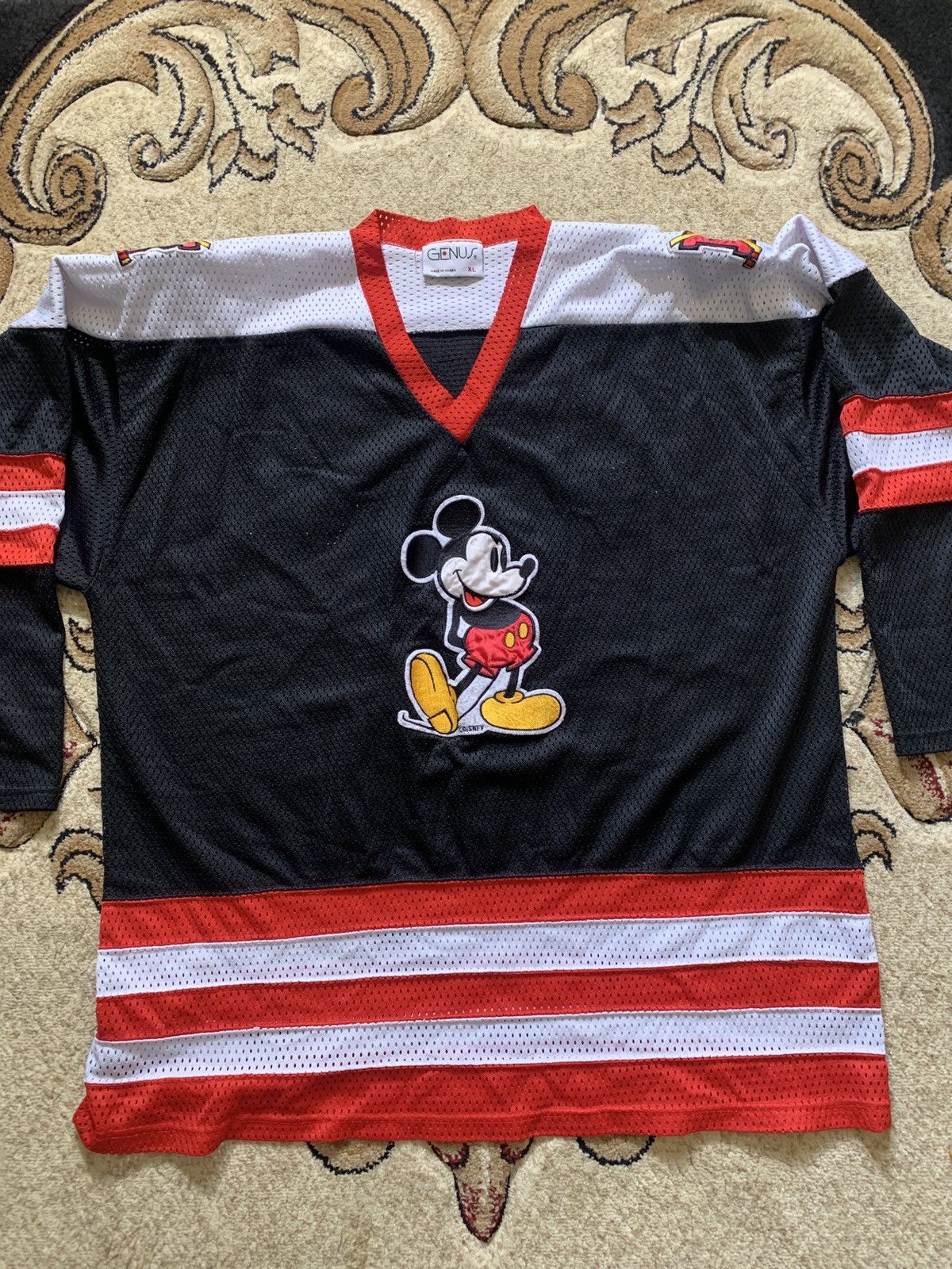 Mickey Mouse Vintage 90s Genus Mickey Mouse Hockey Jersey #1 Sewn ...