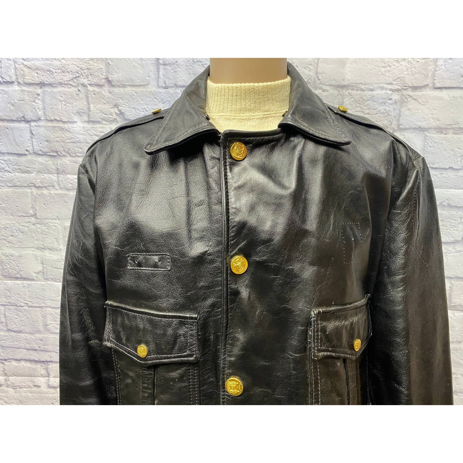 Police Wisconsin Police motorcycle biker black leather jacket 48. | Grailed