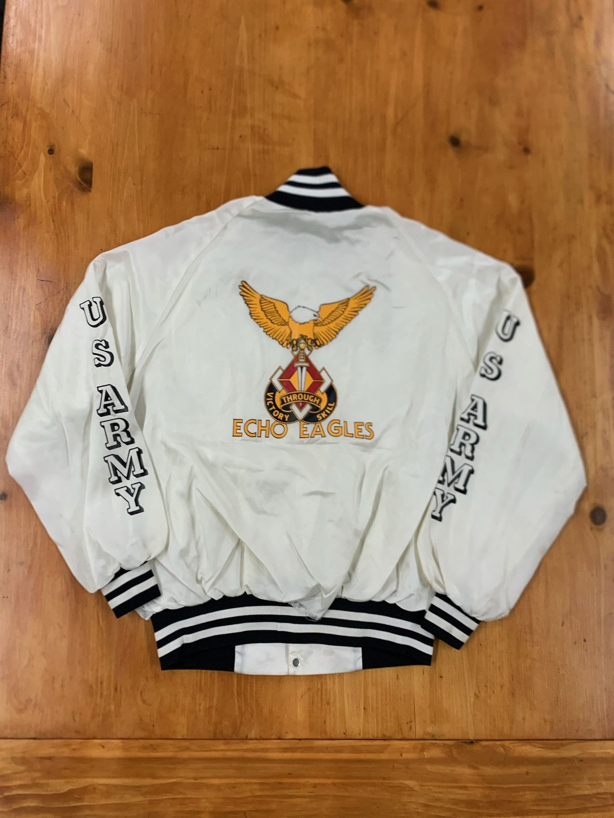 Streetwear × Varsity Jacket × Vintage Vintage US Army Echo Eagles Satin ...