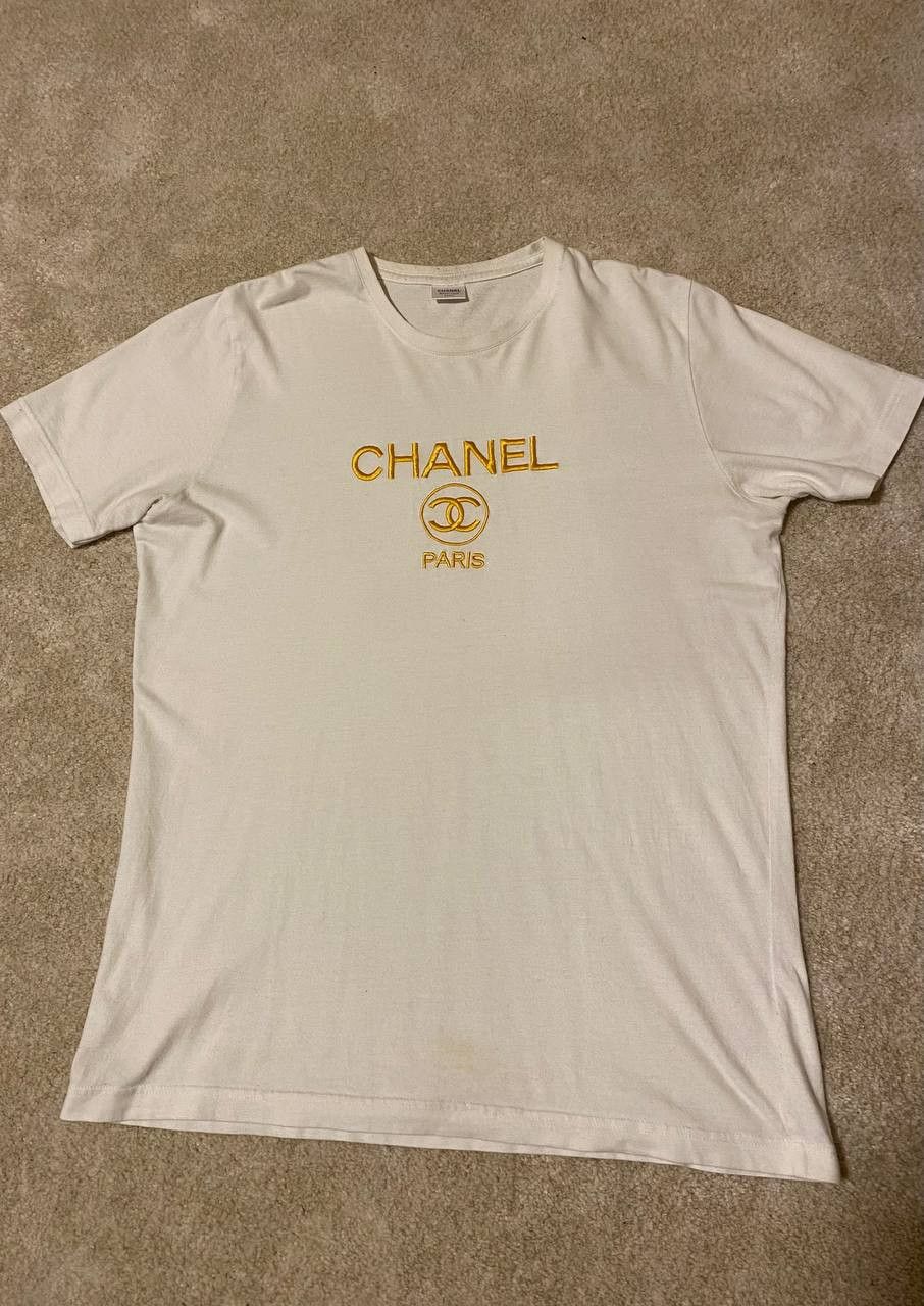 Chanel Chanel x Chanel Boutique Paris Tee T-shirt White/Gold Logo | Grailed