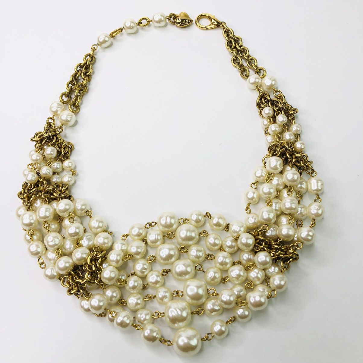 Vintage Rare Carolee designed Baroque Imitation Pearls Chain Choker | Grailed