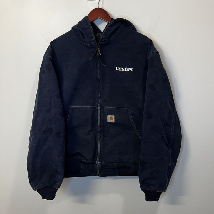 Vintage Carhartt Men's Thermal Lined Duck Active Jacket J131 Navy | Grailed