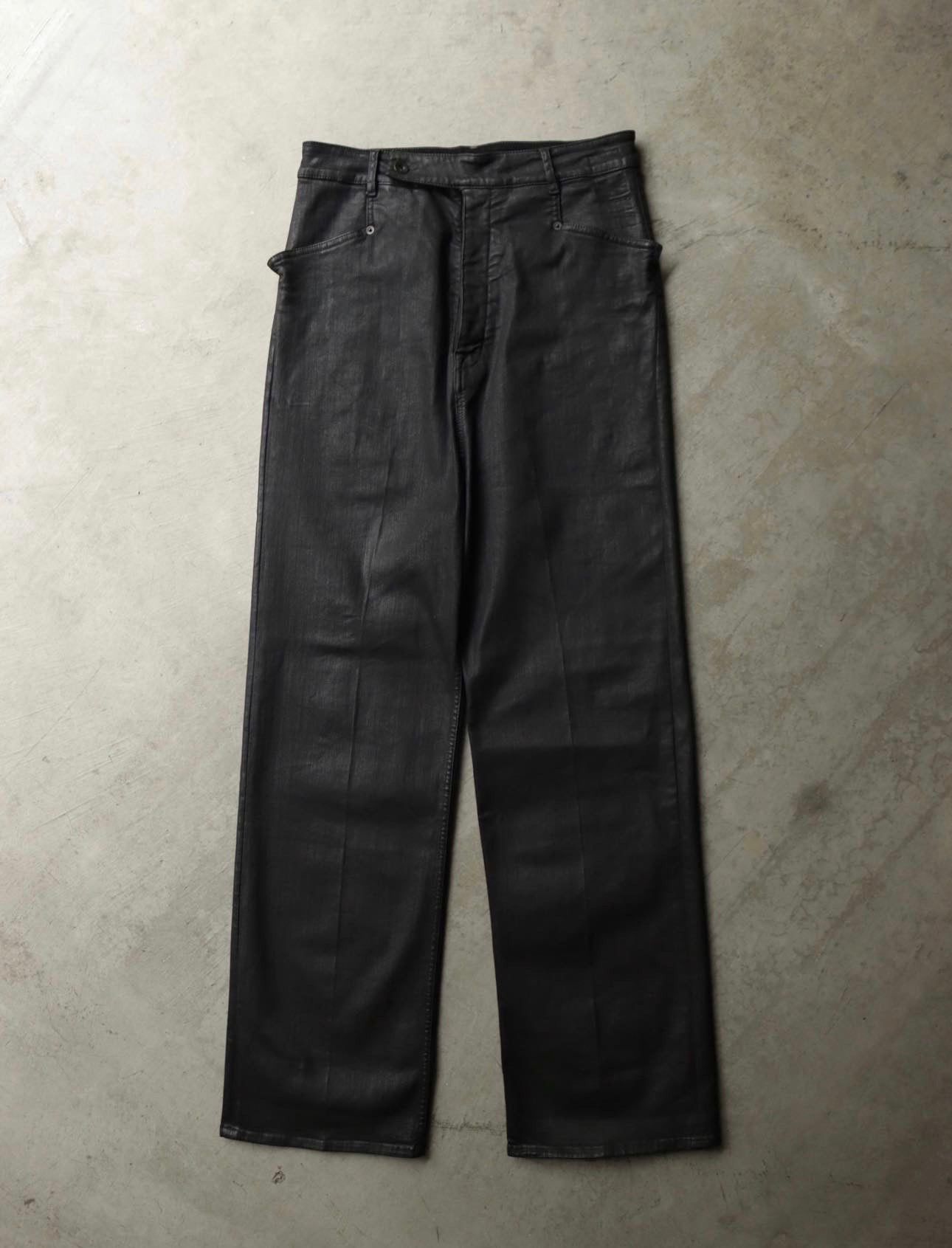 Rick Owens SS18 Waxed Mastodon Cut Wide Jeans | Grailed