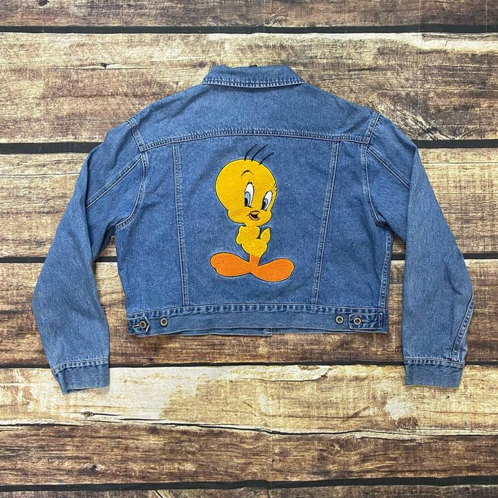 Warner Bros Tweety Bird Denim Jean Jacket Looney Tunes Warner Bros Coat ...
