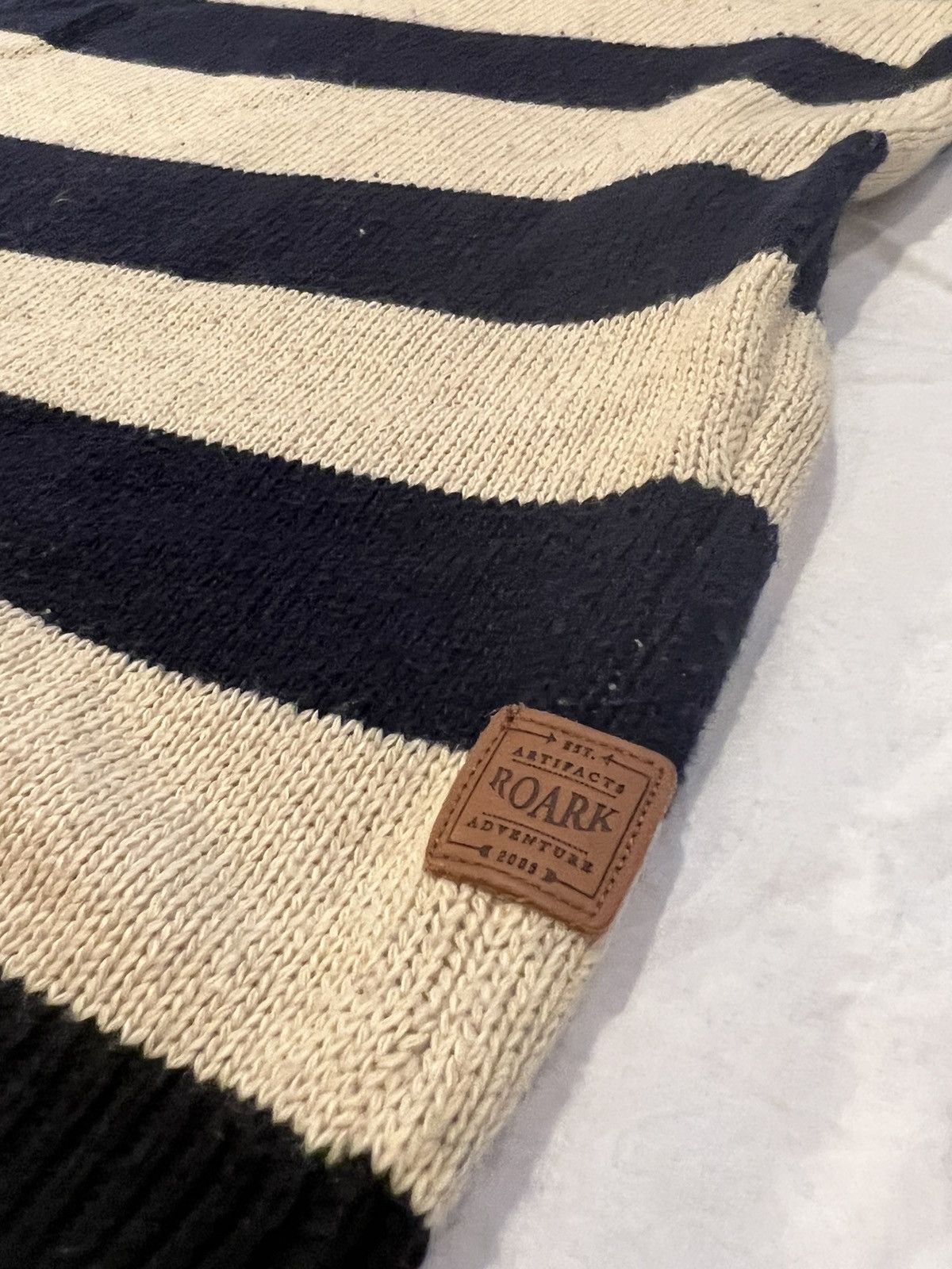 Roark Navy Blue and White Nautical Knit Sweater | Grailed