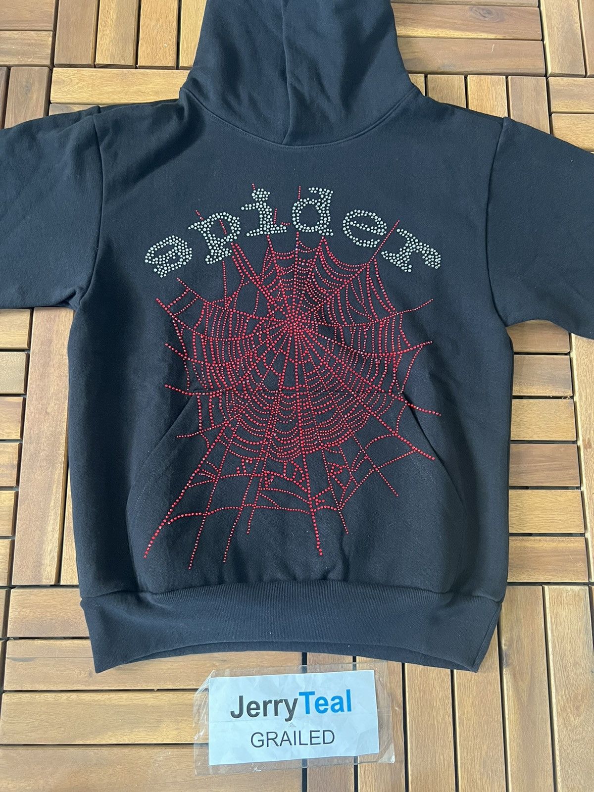 Spider Spider Worldwide OG Rhinestone Hoodie Black | Grailed
