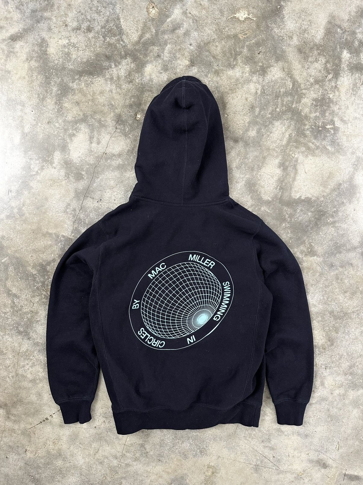 Mac Miller RARE Mac Miller Swimming In Circles Navy Logo Hoodie Small ...