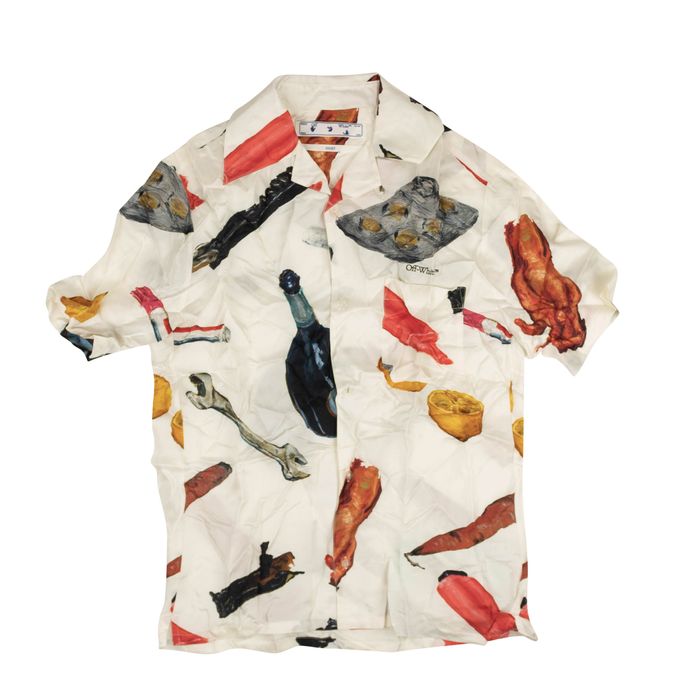 Off-White C/O VIRGIL ABLOH White Pascal Button Holiday Shirt Size S ...