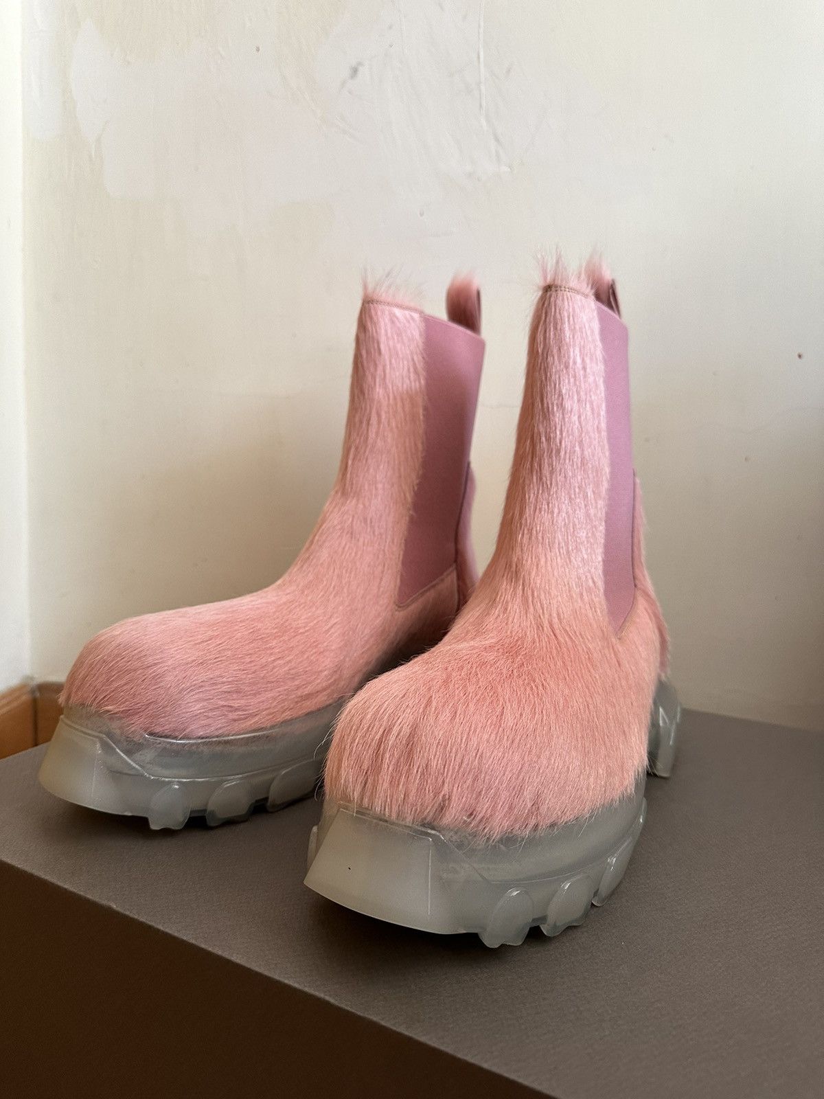 Rick Owens *SOLD* Rick Owens AW2022 Pink pony hair Bozo boots | Grailed