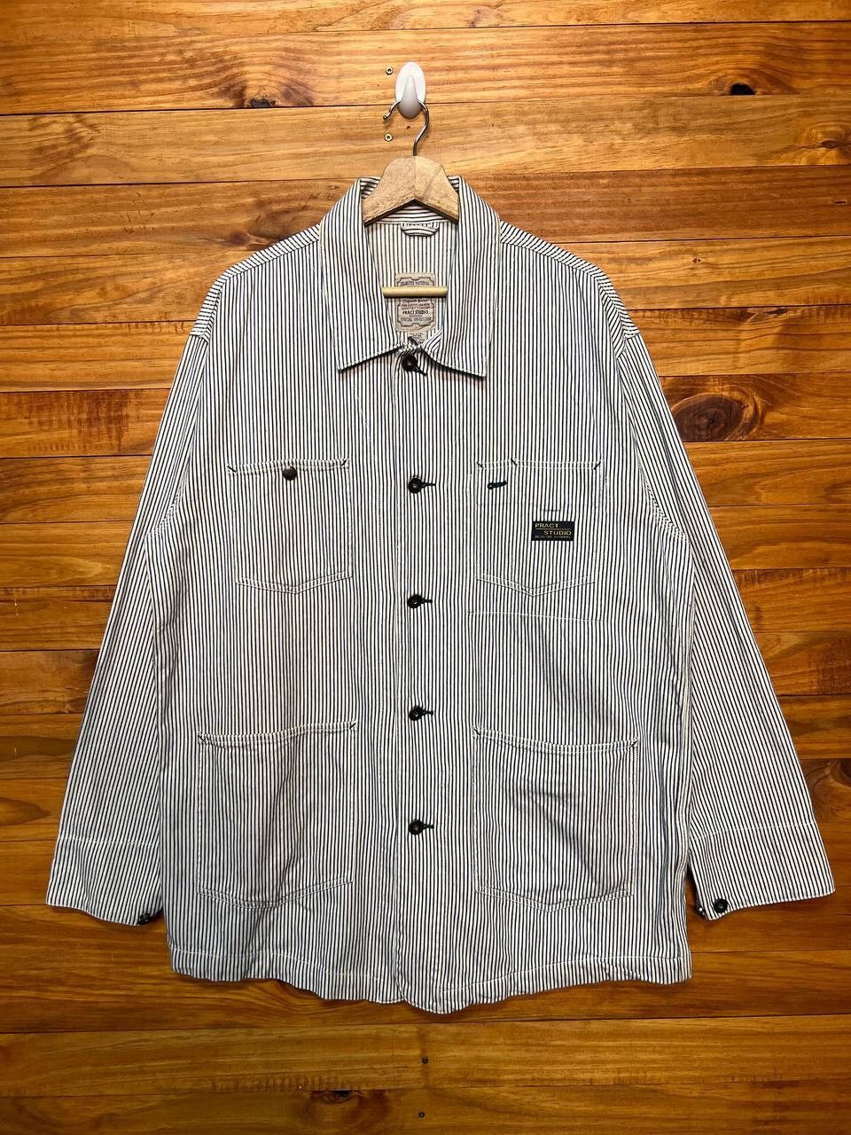 Vintage PRACT STUDIO CHORE JACKET BLUE STRIPE | Grailed