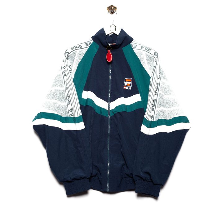 Fila Fila Sweatjacket Logo Embroidered Blue/White/Green | Grailed