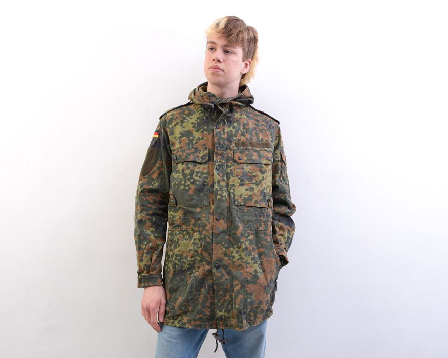 Vintage German Army Jacket Hooded Coat Zip Germany Camouflage | Grailed