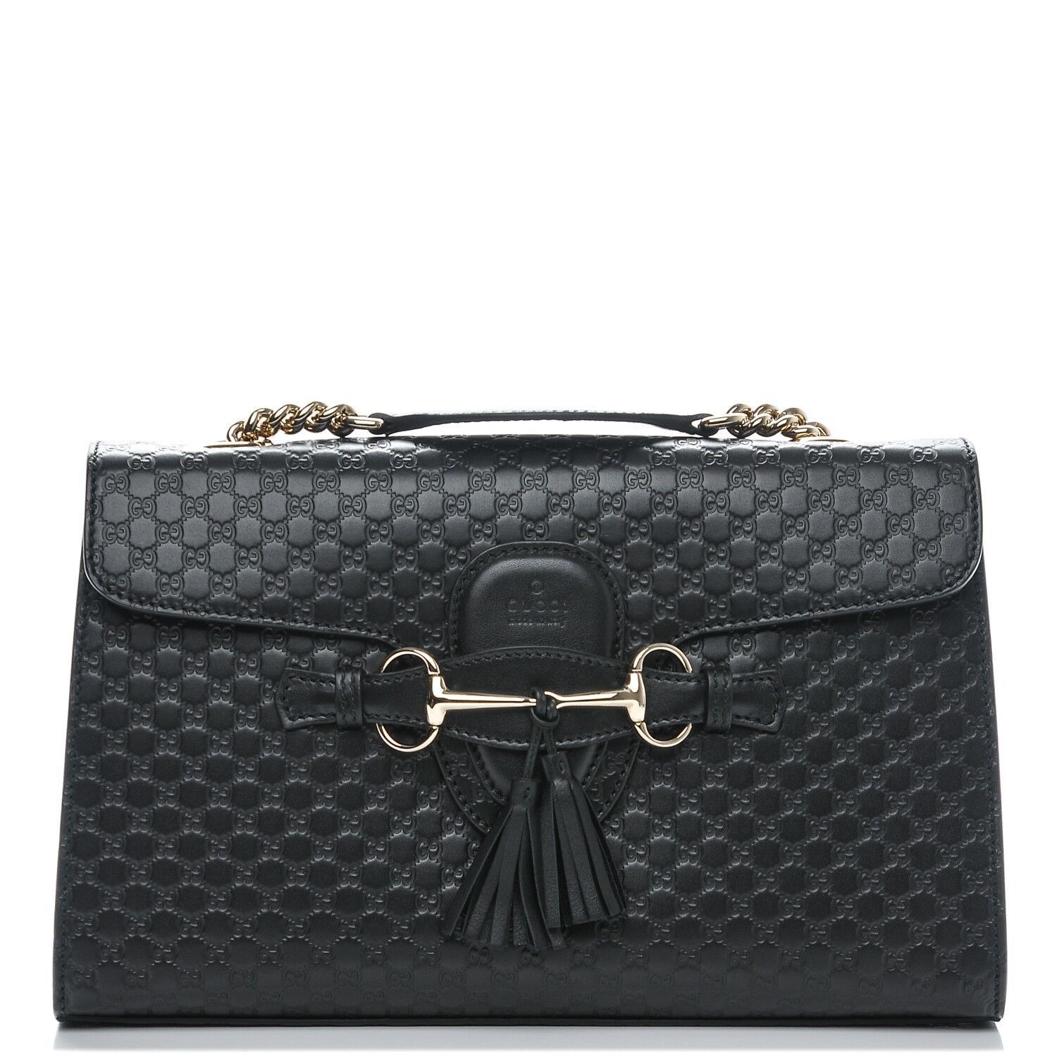 Gucci Emily Micro GG Black Guccissima Leather Shoulder Bag Gold | Grailed