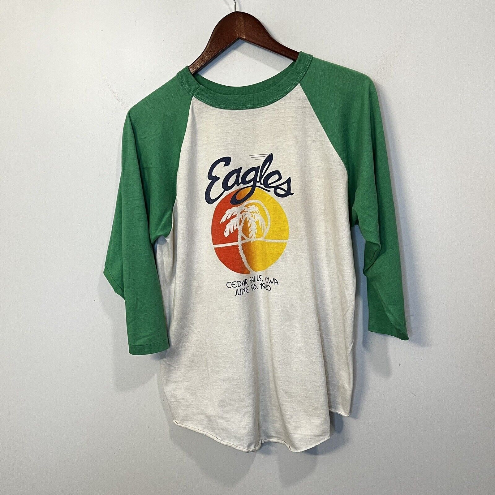 Vintage Vintage 70s 80s Eagles The Long Run Green White Raglan Band ...