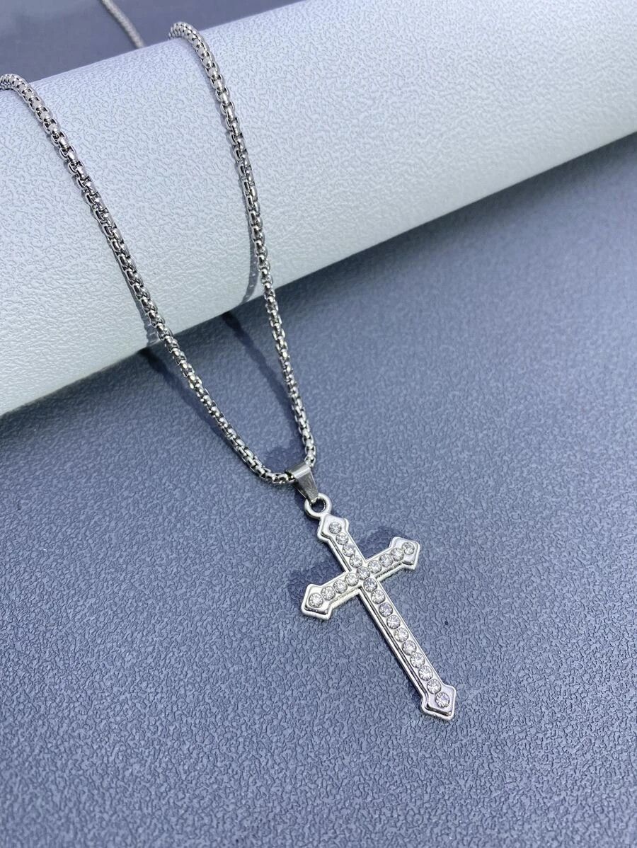 Jewelry × Streetwear × Vintage Retro Punk Stainless Steel Chain Cross ...
