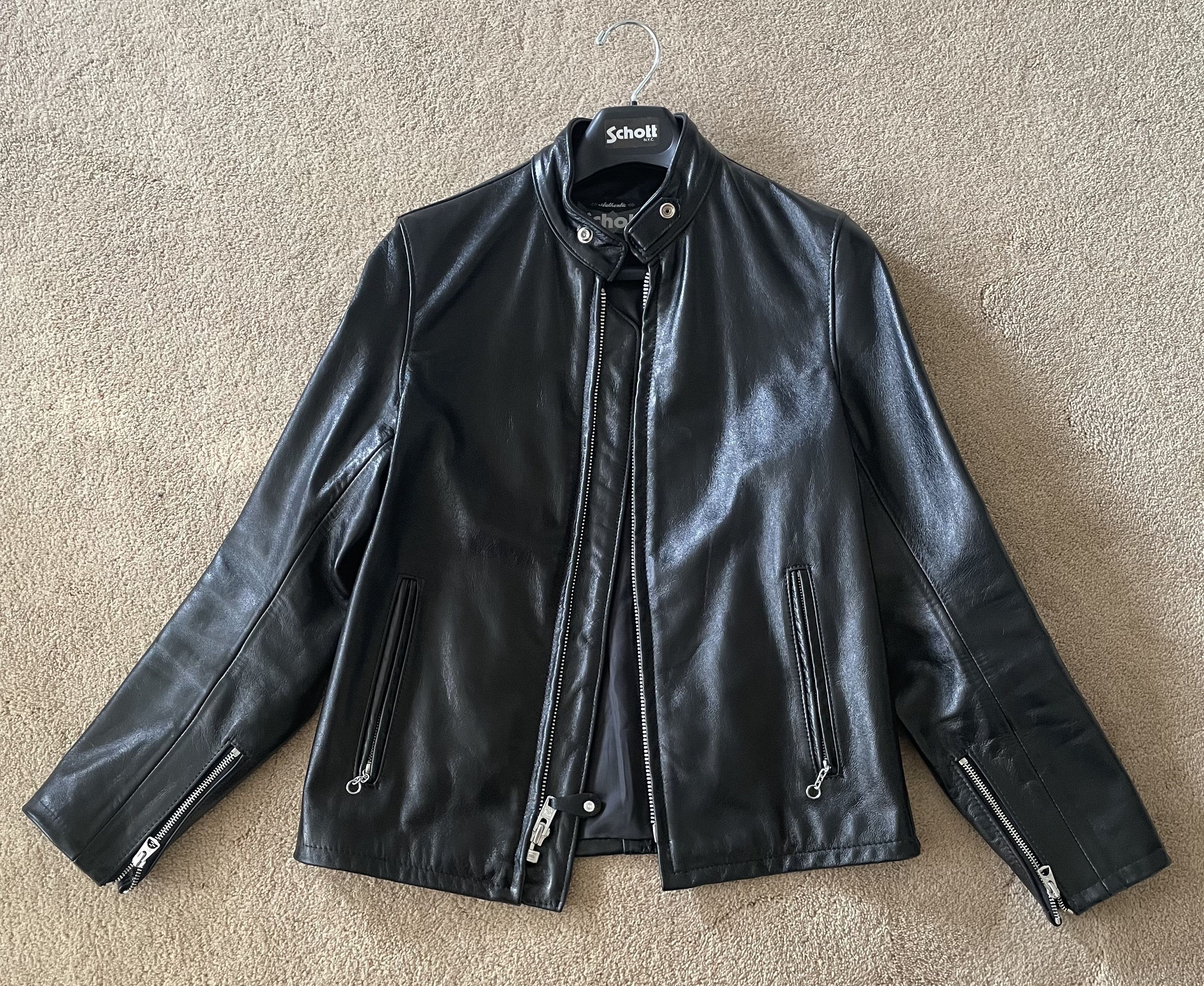 Schott Schott 654 Black Cafe Racer | Grailed