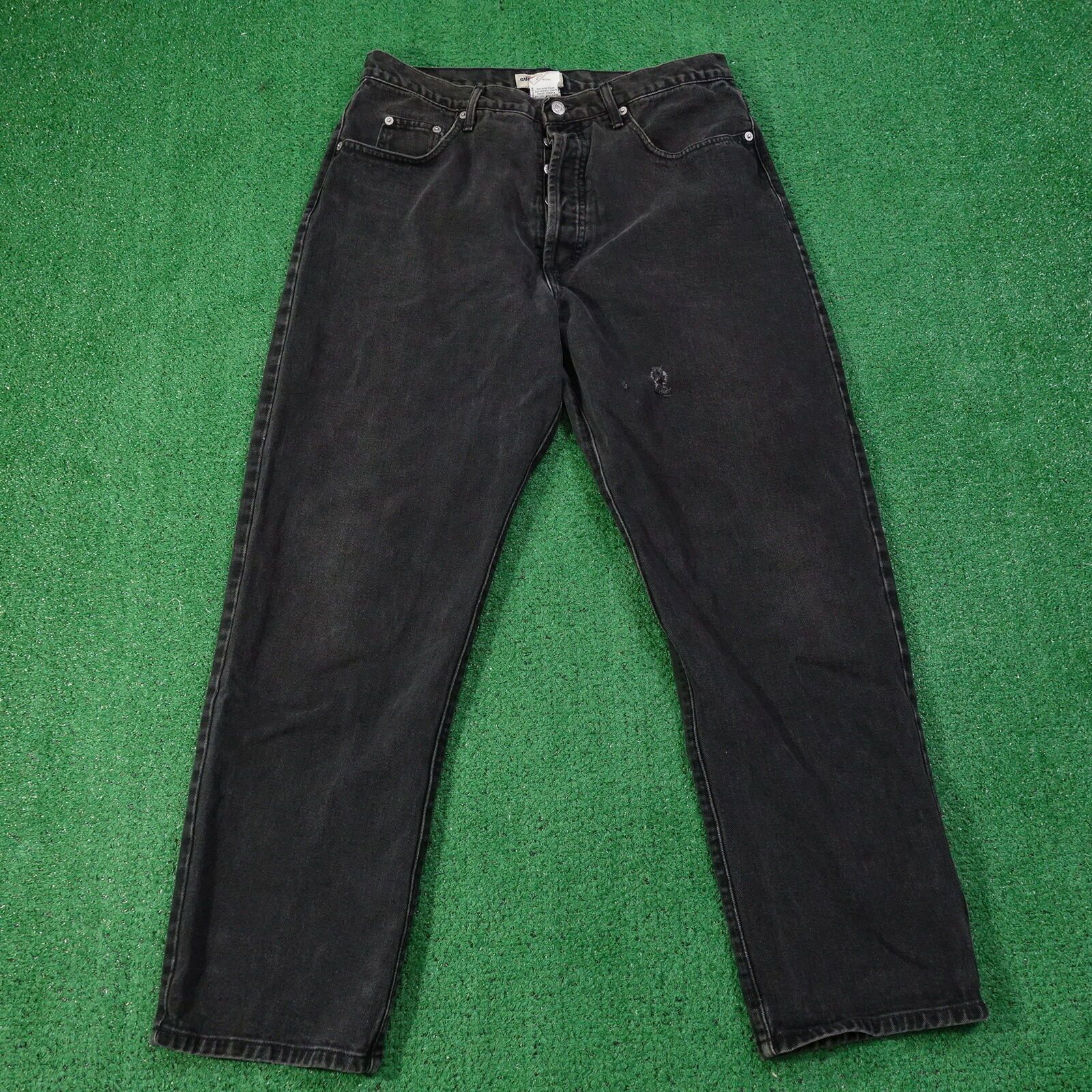 Guess VINTAGE GUESS QUESTION MARK LOGO USA MADE BLACK BUTTON-FLY JEANS ...