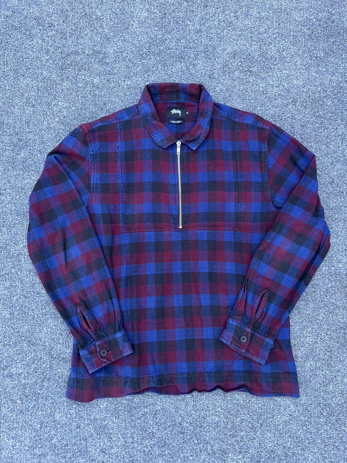Stussy Stussy half zip flannel shirt | Grailed