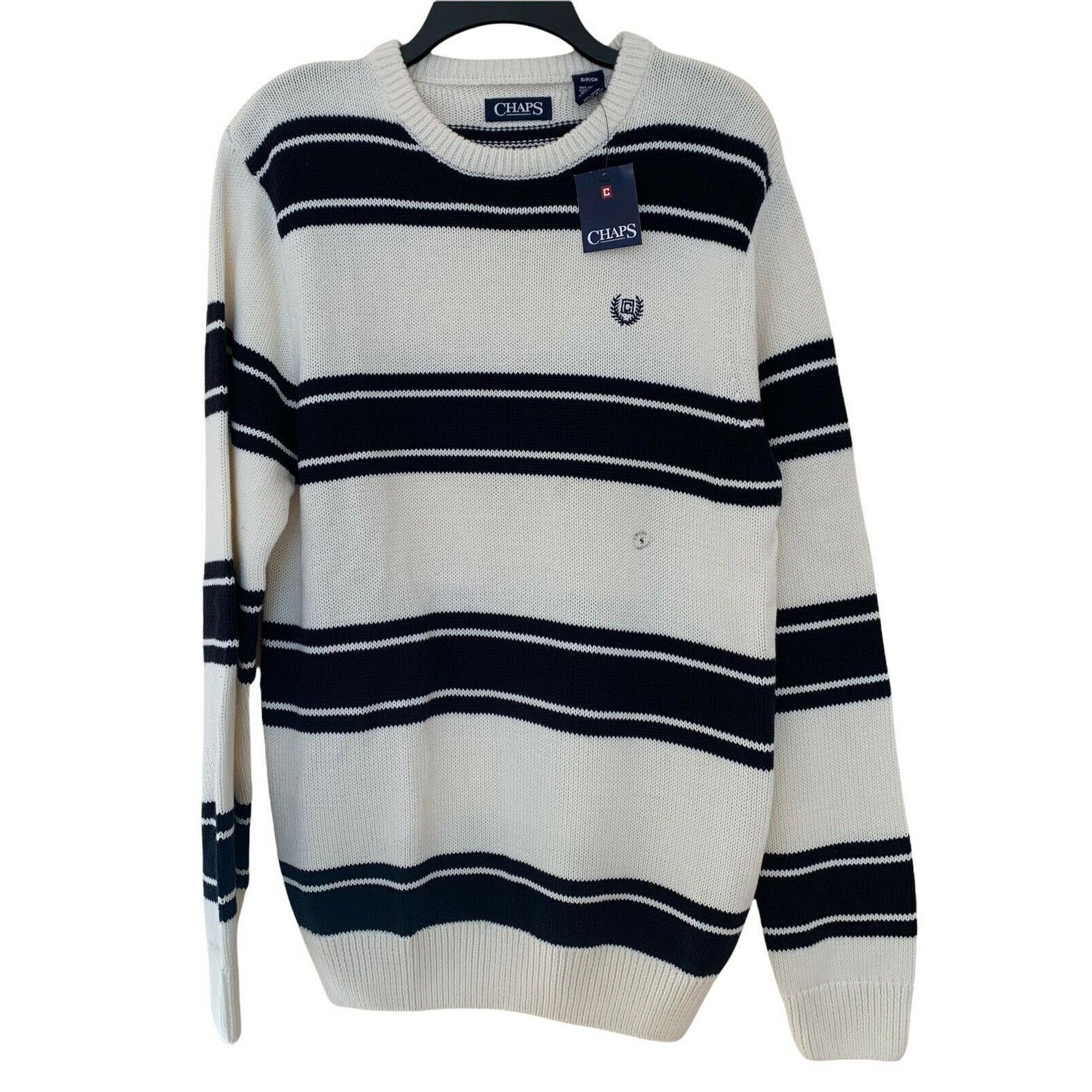Chaps NEW CHAPS Mens Classic Crew Neck Striped Sweater Essex Cream ...