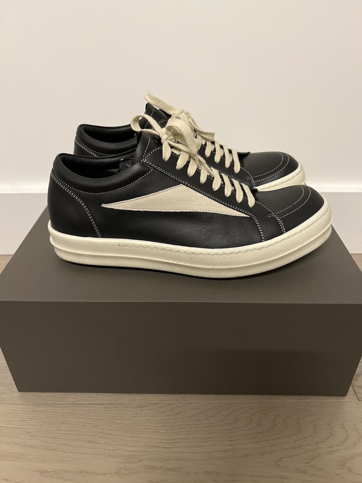 Rick Owens Rick owens vintage sneaks vans ss23 edfu black leather | Grailed