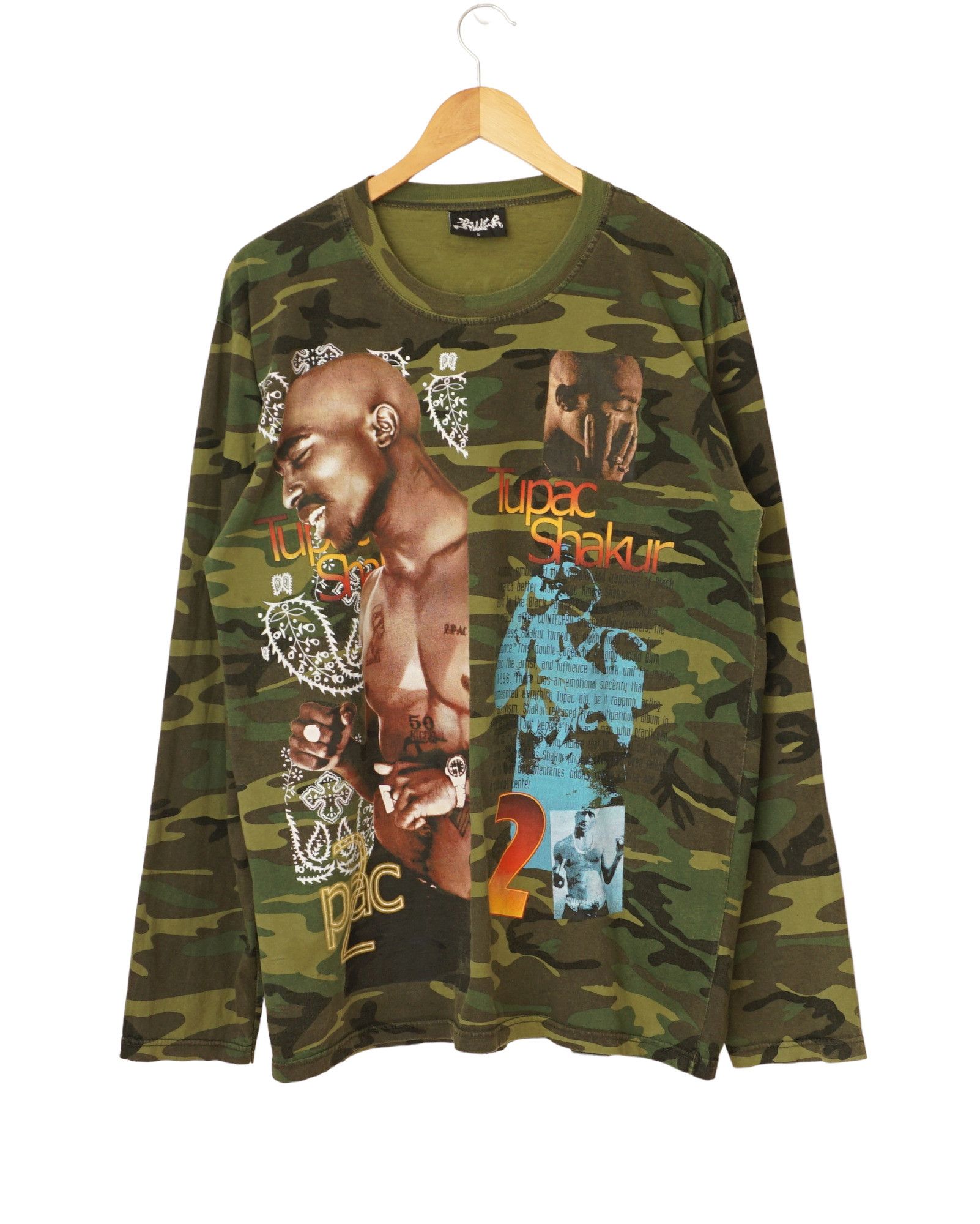 Rap Tees × Vintage 2 Pac Shakur RARE Vintage 90s Camo Rap Longsleeve ...