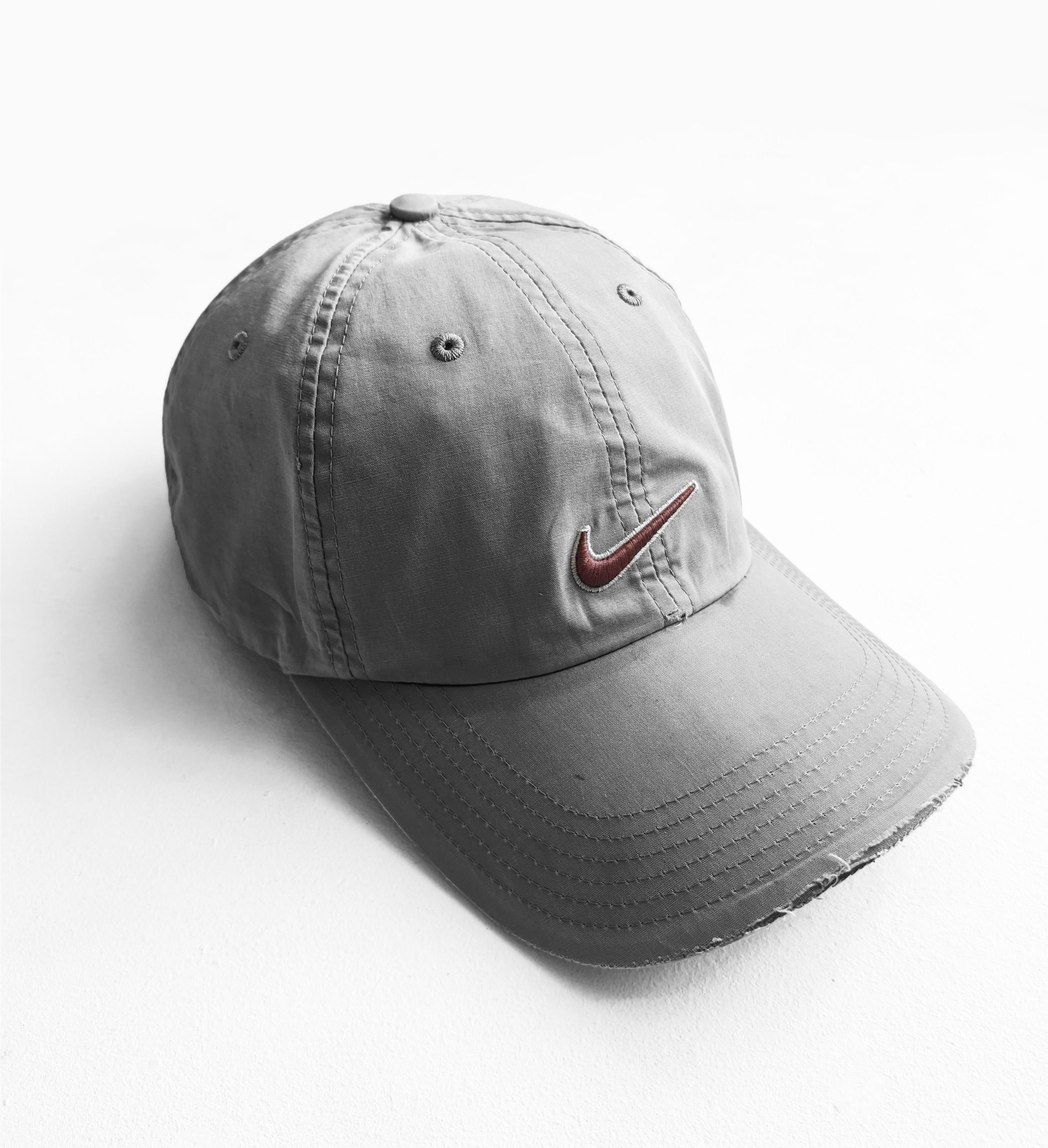 Nike Nike vintage cap distressed swoosh 90s gray | Grailed