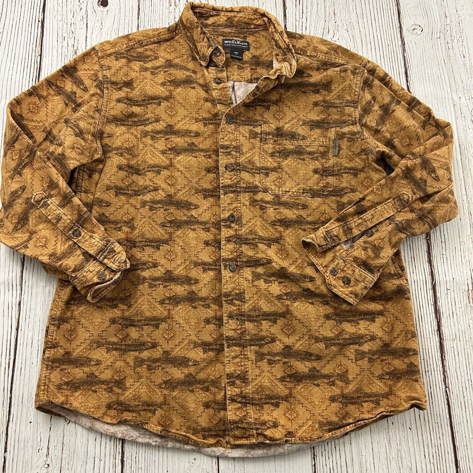 Vintage Woolrich Chamois Long Sleeve Button Front Chamois Shirt Men's ...