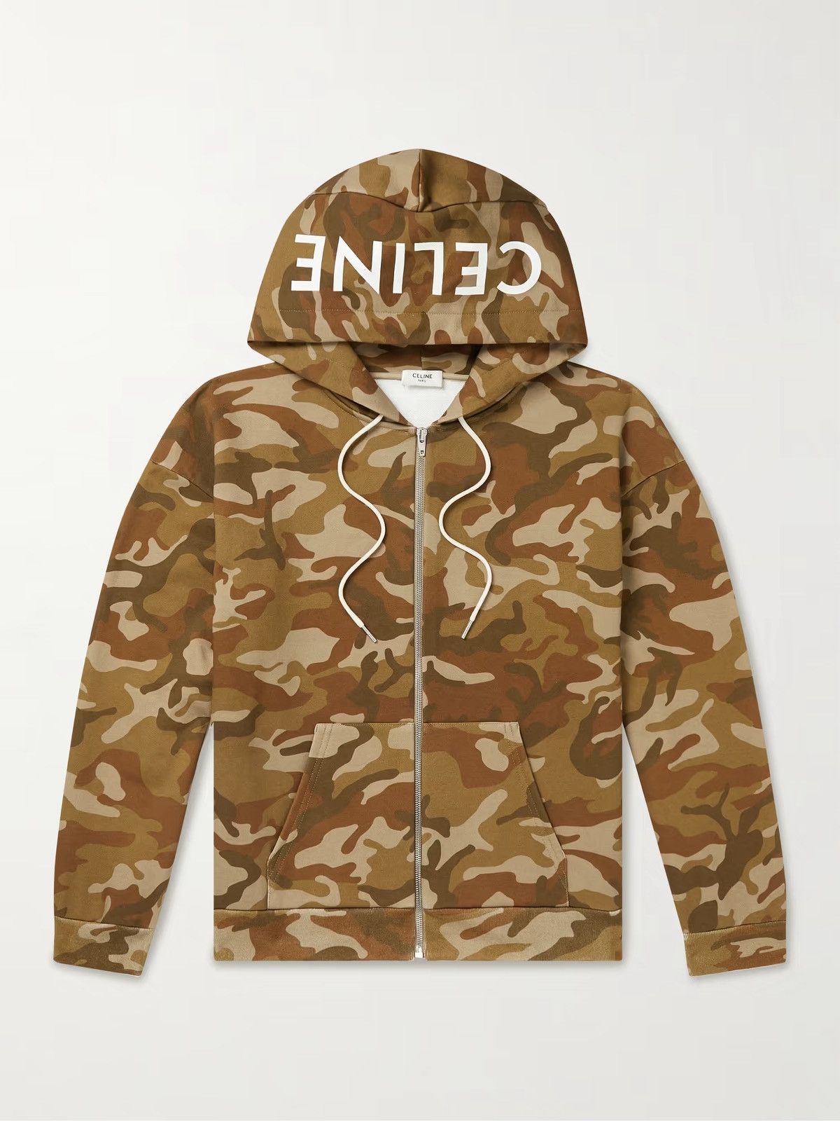 Celine Celine FW22 desert Camo zip up logo hoodie | Grailed