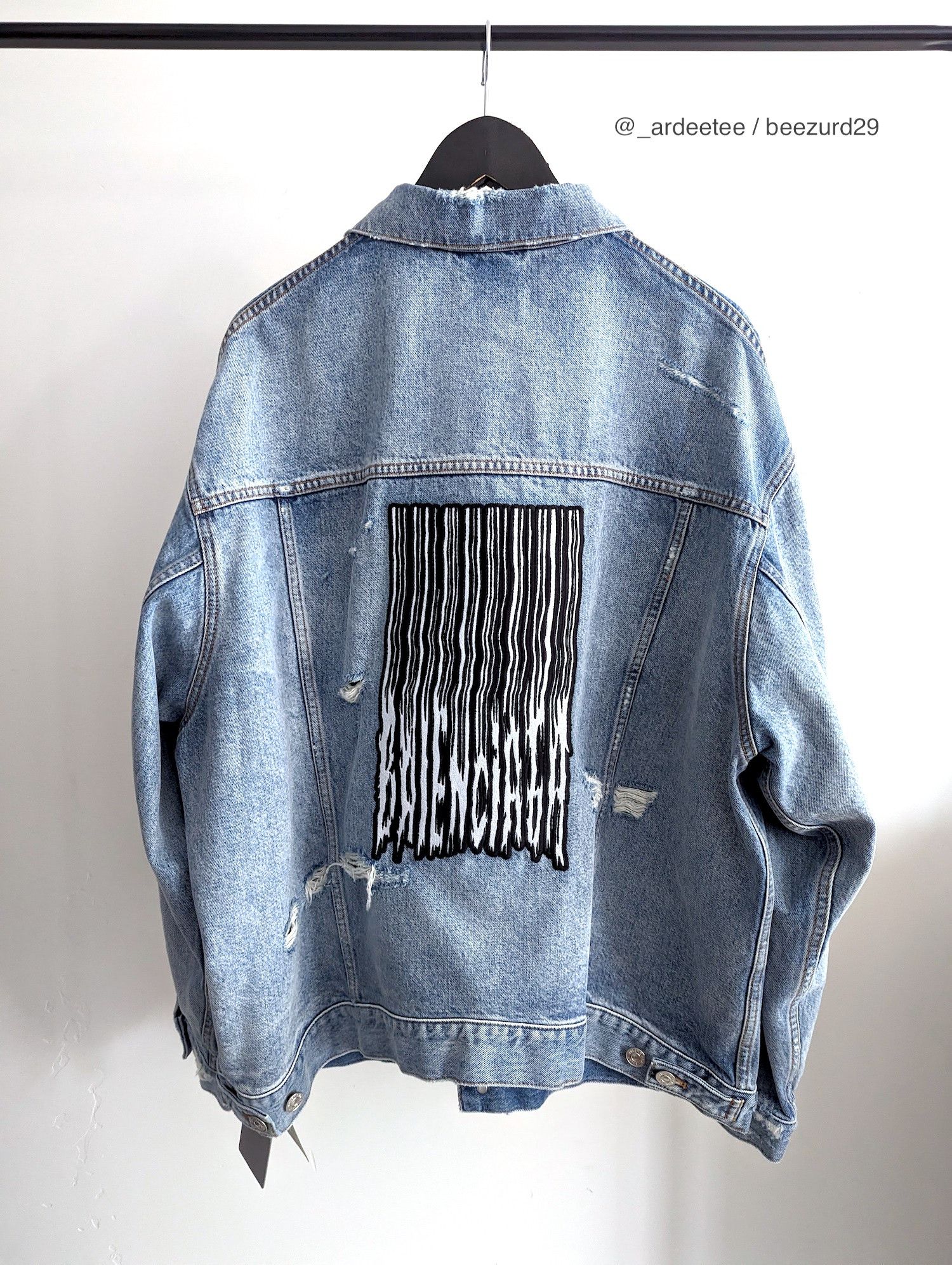 Balenciaga *NWT* DISTRESSED OVERSIZED BARCODE DENIM JACKET | Grailed
