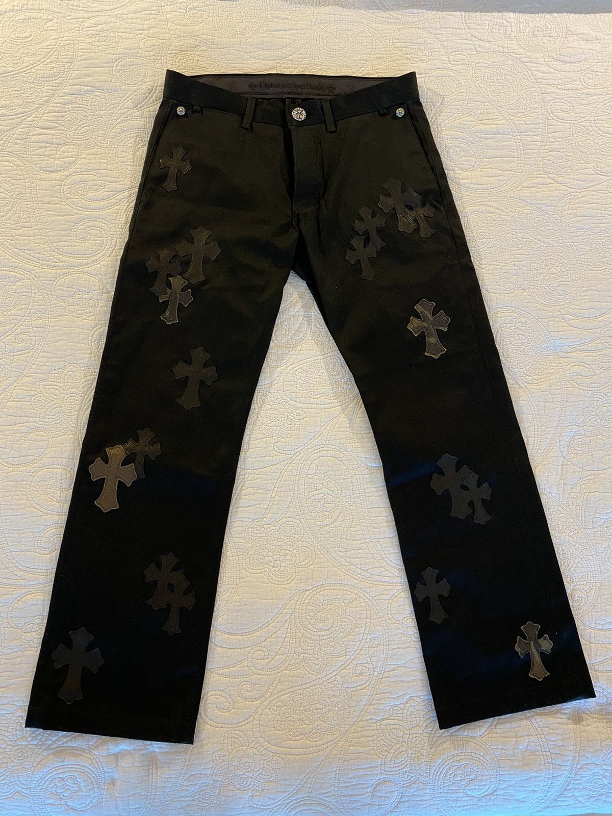 Chrome Hearts Chrome Hearts Black Chino Pants/Jeans w/ 40 leather ...