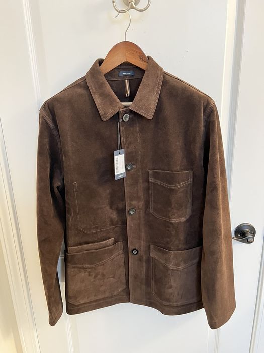 Drakes Chocolate Brown Heavy Suede Five-Pocket Chore Jacket - sz 42 | Grailed