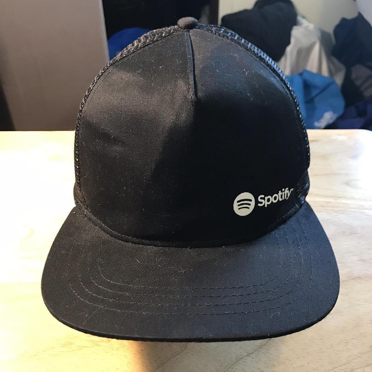 Streetwear Spotify mesh trucker hat black | Grailed